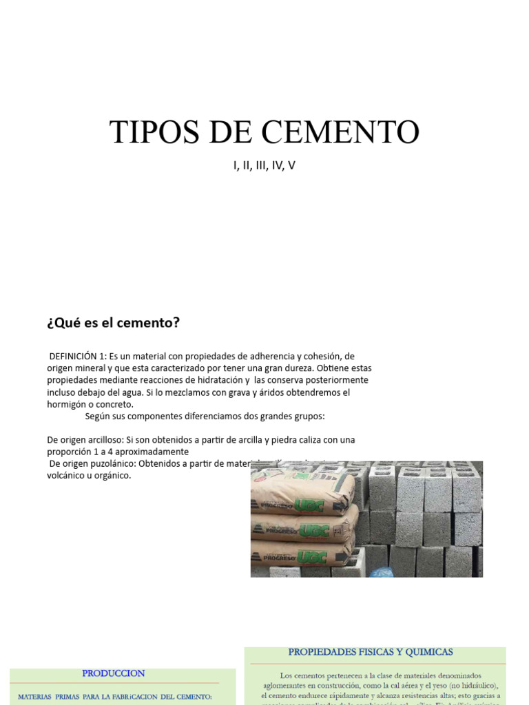 Tipos de Cemento | PDF | Cemento | Hormigón