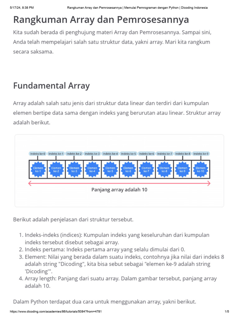 Pemahaman Dasar Array dalam Python | PDF | Komputer