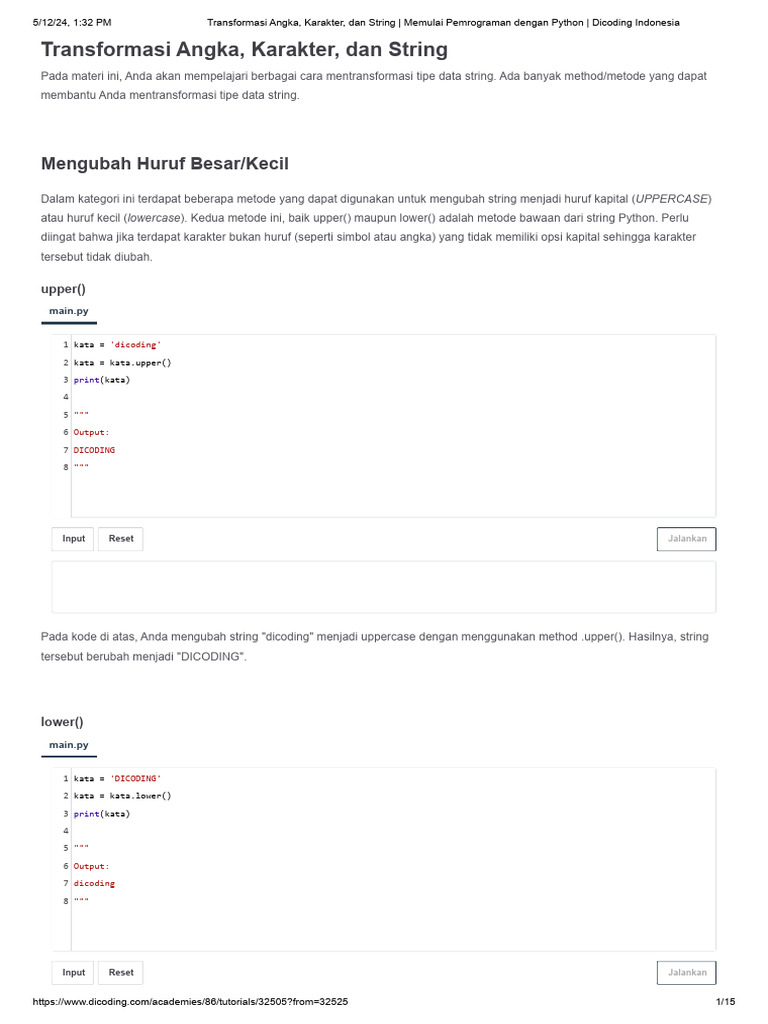 Transformasi Angka, Karakter, Dan String - Memulai Pemrograman Dengan ...