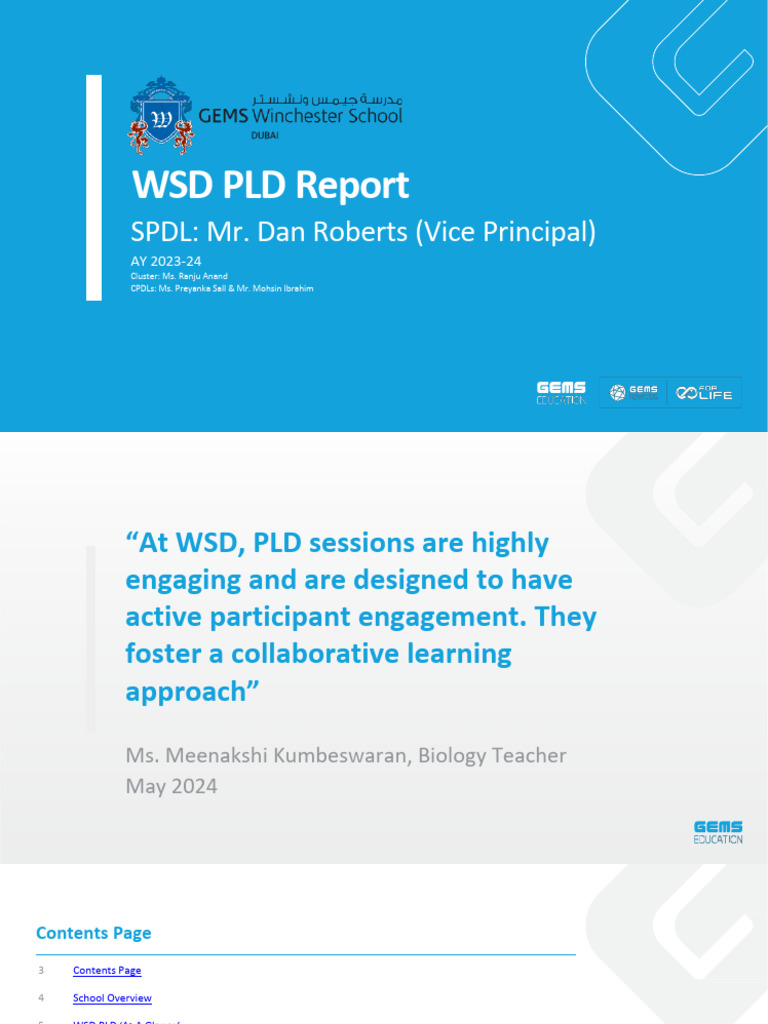 wsd spdl report may 2024 | PDF | Teachers | Pedagogy