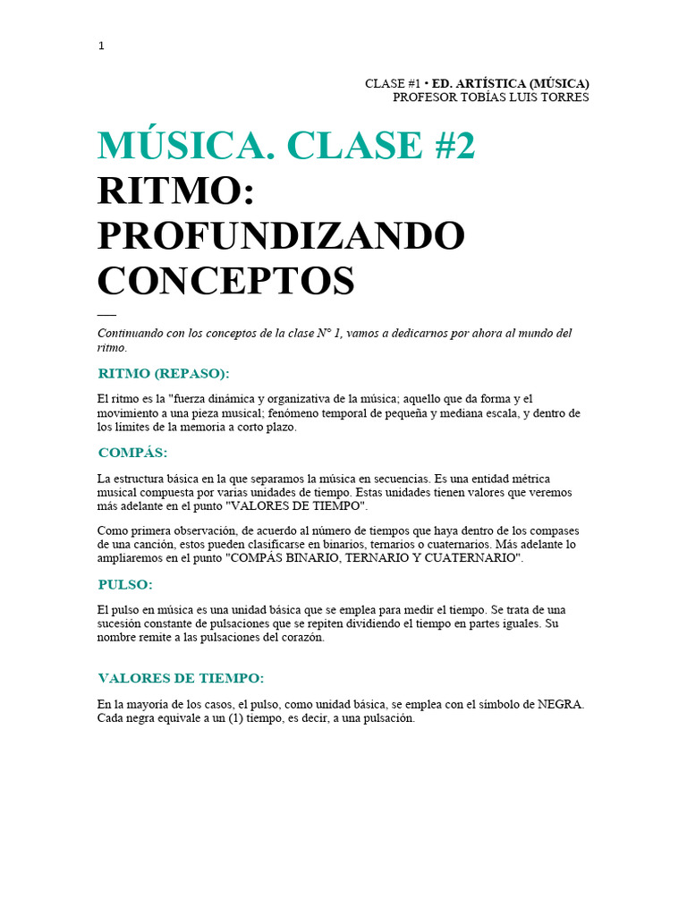 Clase-Tema 2. Ritmo | PDF | Ritmo | Teoría musical
