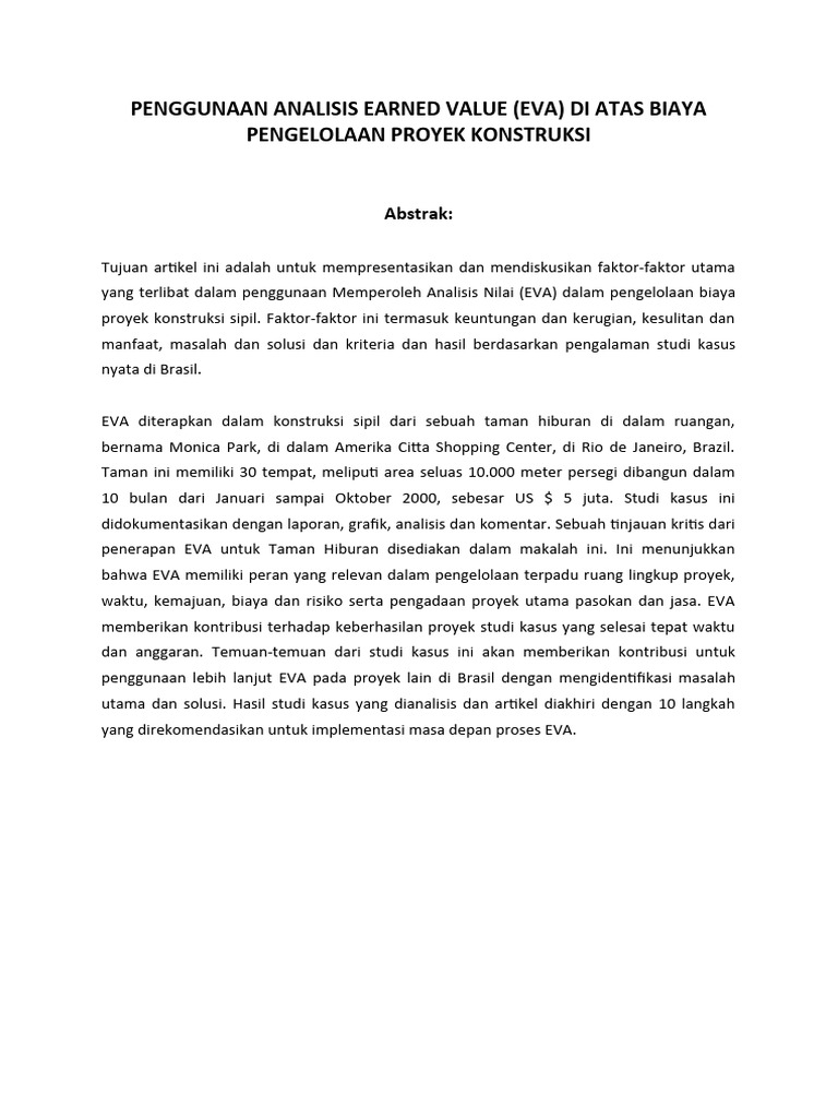 Penggunaan Analisis Earned Value | PDF