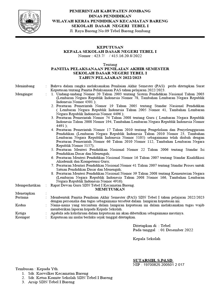 SK Panitia PAS 2022 | PDF