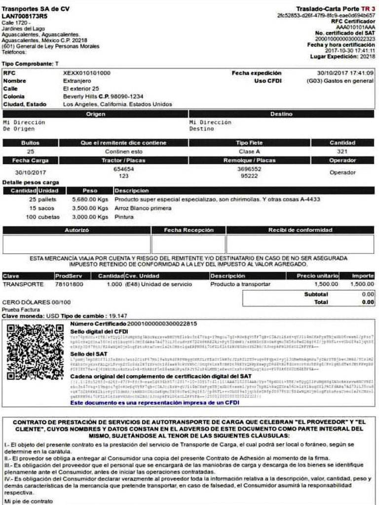 Complemento Carta Porte | PDF