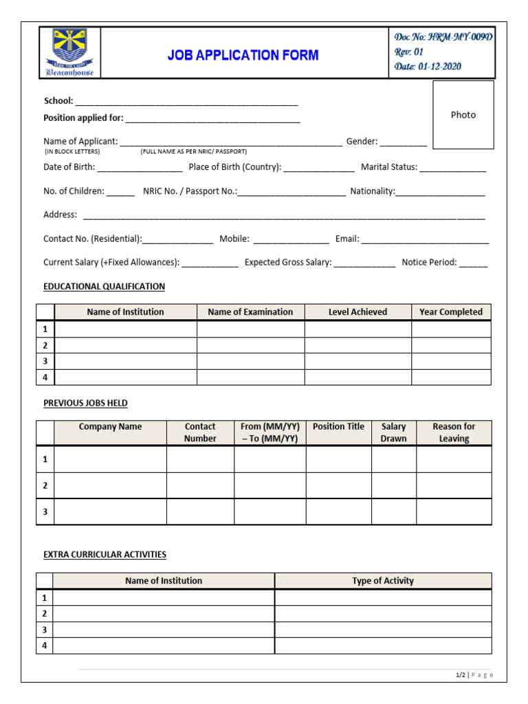 Job Application Form Template | PDF | Background Check | Justice
