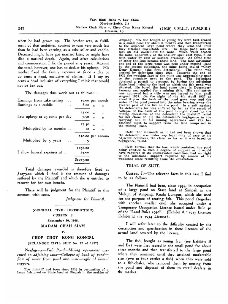 MADAM CHAH SIAM V CHOP CHOY KONG KONGSI - (1 | PDF