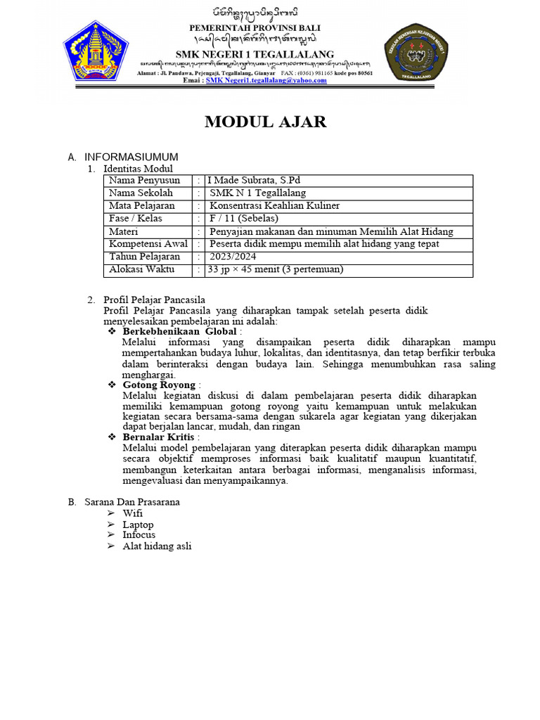 Alat Hidang dan Teknik Penyajian | PDF | Pengembangan Diri