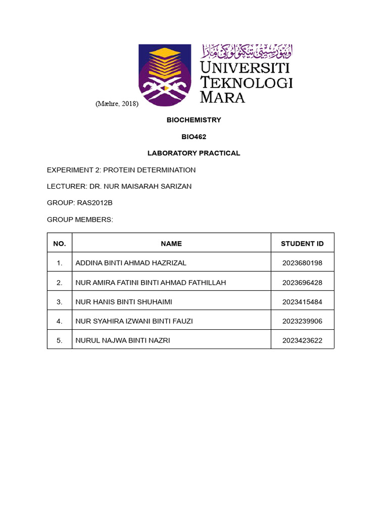 Bio462 Experiment 2 | PDF | Spectrophotometry | Laboratory Techniques
