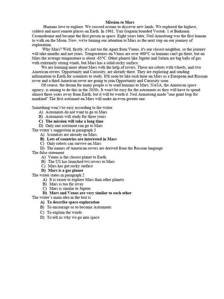 Mission To Mars | PDF | Mars | Rover (Space Exploration)