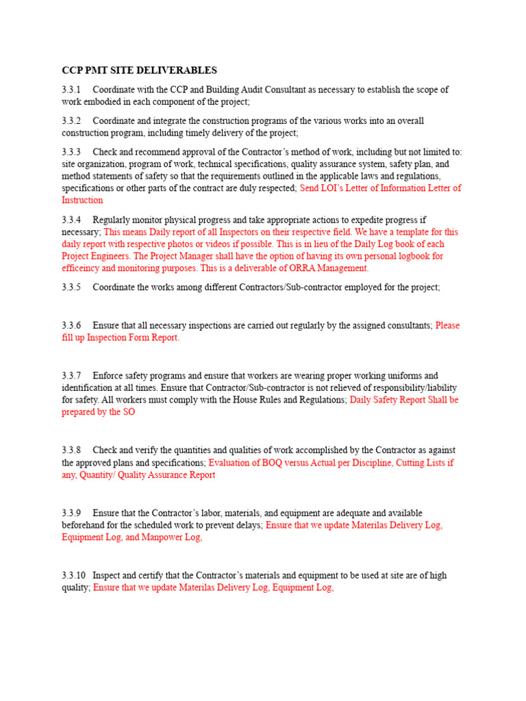 CCP PMT Site Deliverables | PDF | Business
