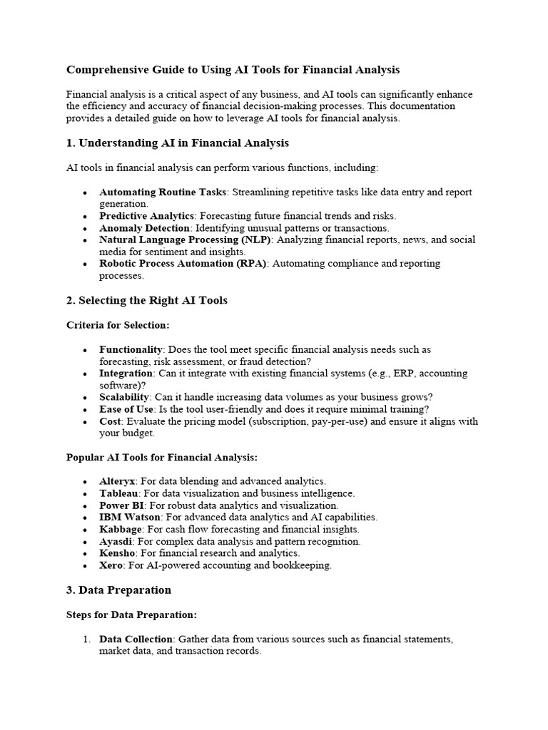 Comprehensive Guide To Using AI Tools For Financial Analysis | PDF ...