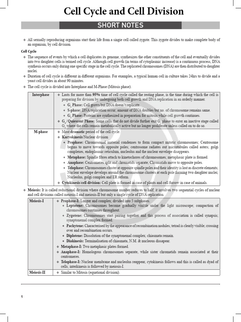 660a7b133fc74400185b8875 - ## - Cell Cycle and Cell Division Short ...