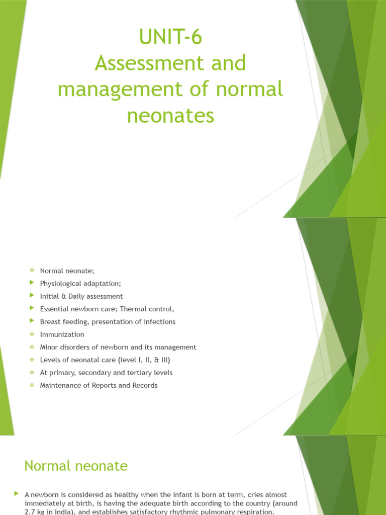 UNIT-6 Assessment and Management of Normal Neonates | Download Free PDF ...