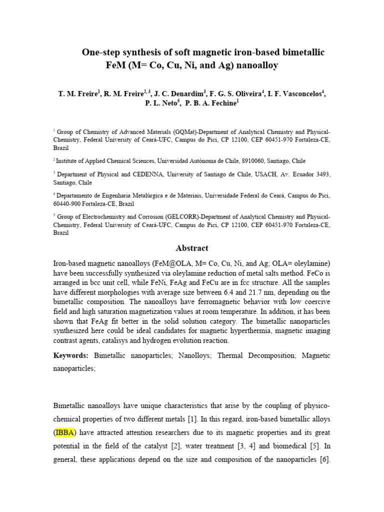 Manuscript - Correções | PDF | Nanoparticle | Materials Science Manuscript - Correções | PDF | Nanoparticle | Materials Science