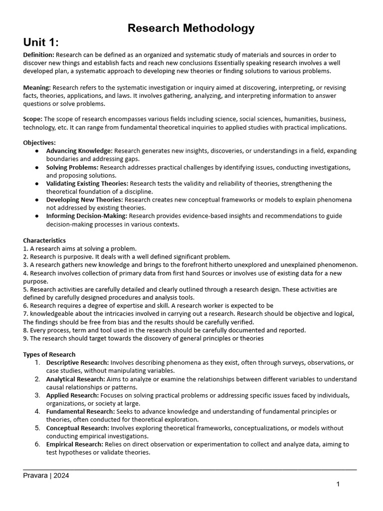 RM Notes | PDF | Sampling (Statistics) | Statistical Hypothesis Testing