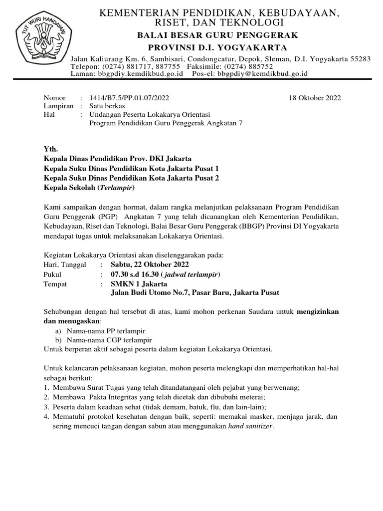 (1414a) Undangan PP-CGP Jakarta Pusat Rev | PDF