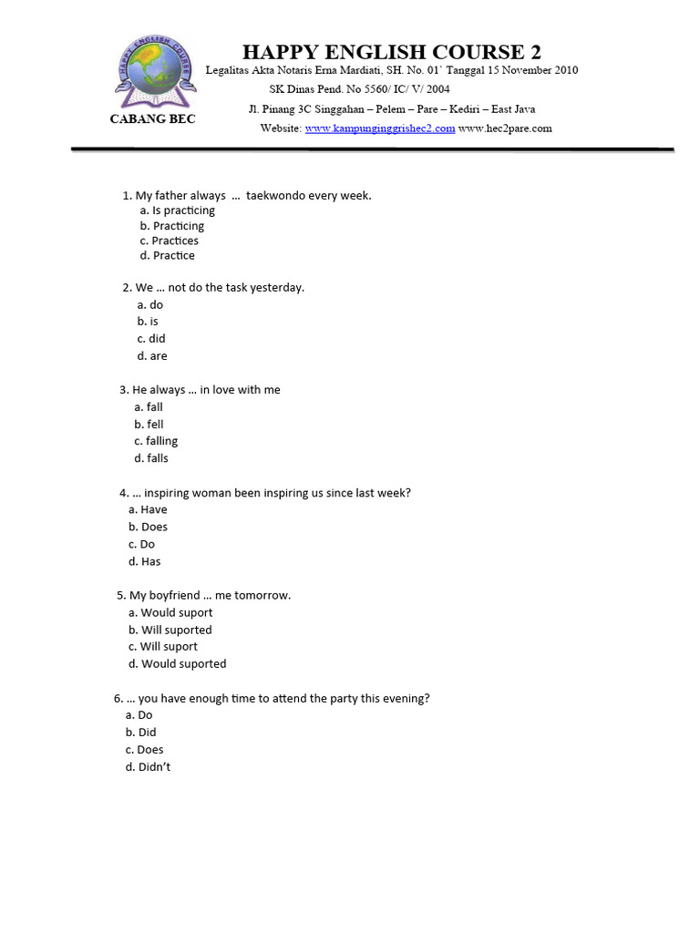 Soal SMA HEC 2 Baru | PDF