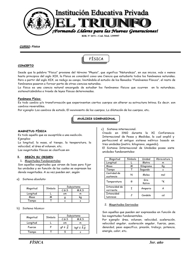 Módulo Física Tercero | Descargar gratis PDF | Vector Euclidiano | Cantidad