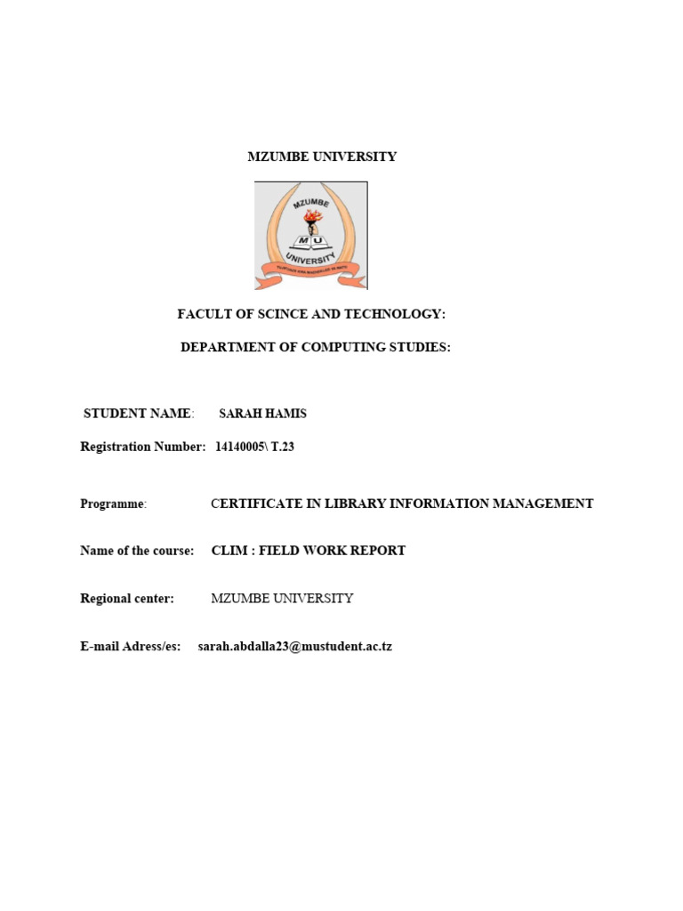 Sarah Abdalla Field Work | PDF | Libraries | Books