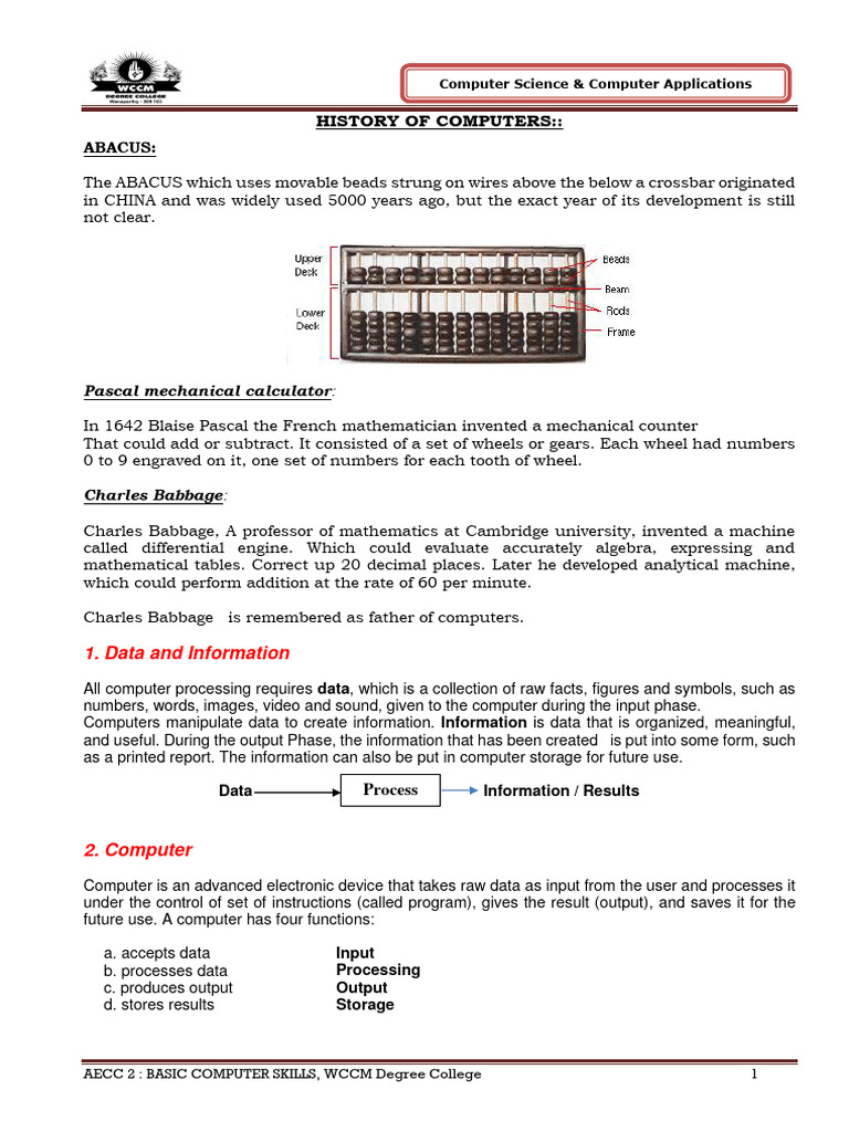 Itt Aecc Comp Skills Unit I And Ii Pdf Random Access Memory Computer Data Storage 3691