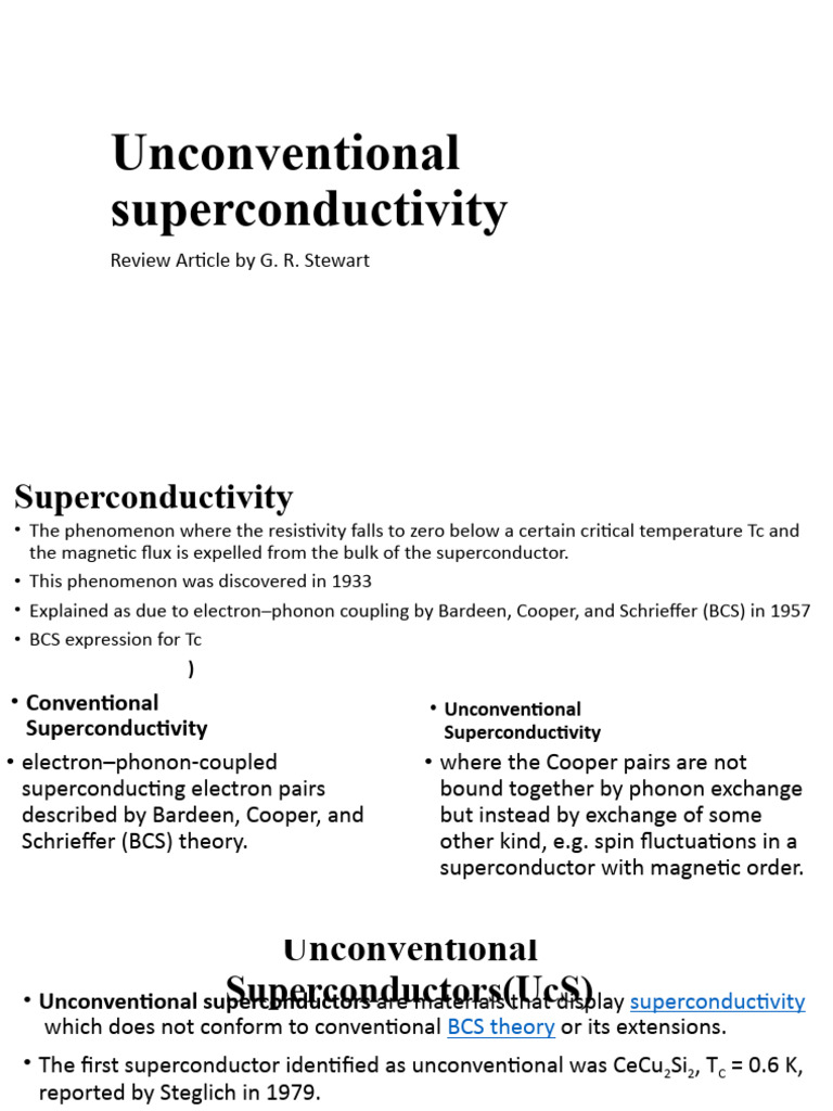 Unconventional Superconductivity | PDF | Superconductivity | Theoretical Physics