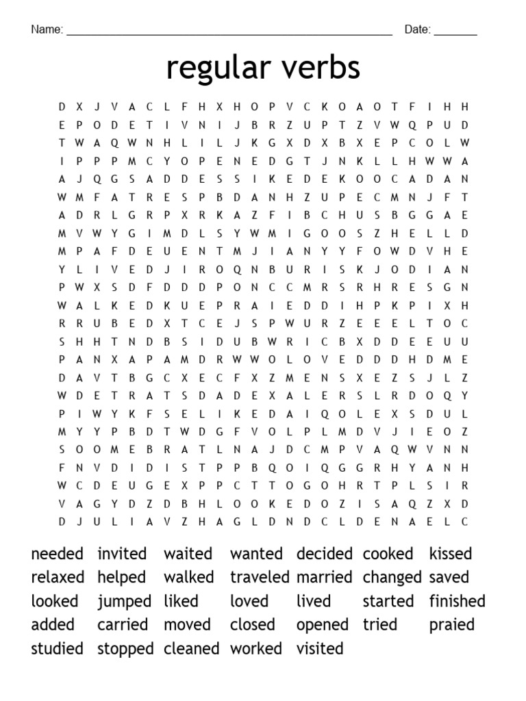 Regular - Verbs Wordsearch | PDF