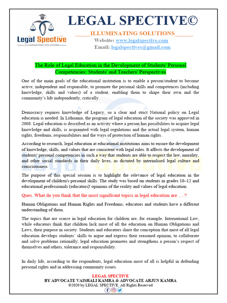 Legal Education's Impact on Student Skills | PDF | Knowledge | Justice