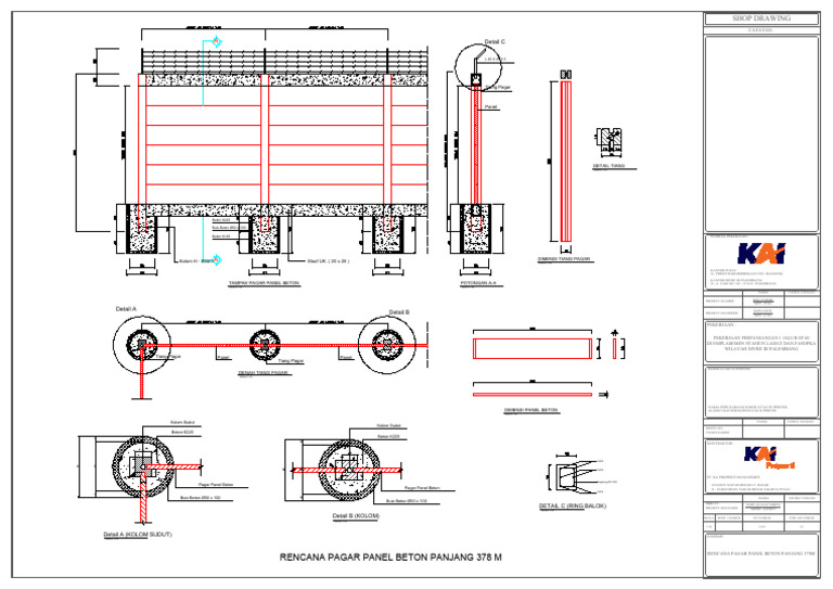 Detail C: Rencana Pagar Panel Beton Panjang 378 M | PDF