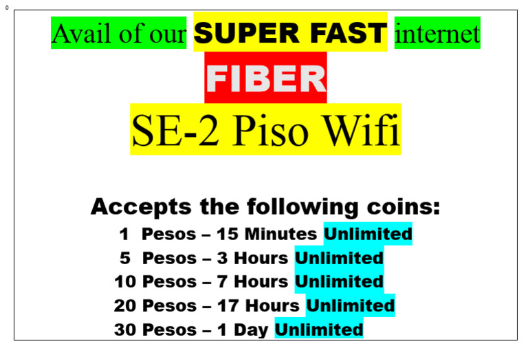 Affordable Fiber Piso Wifi Rates | PDF
