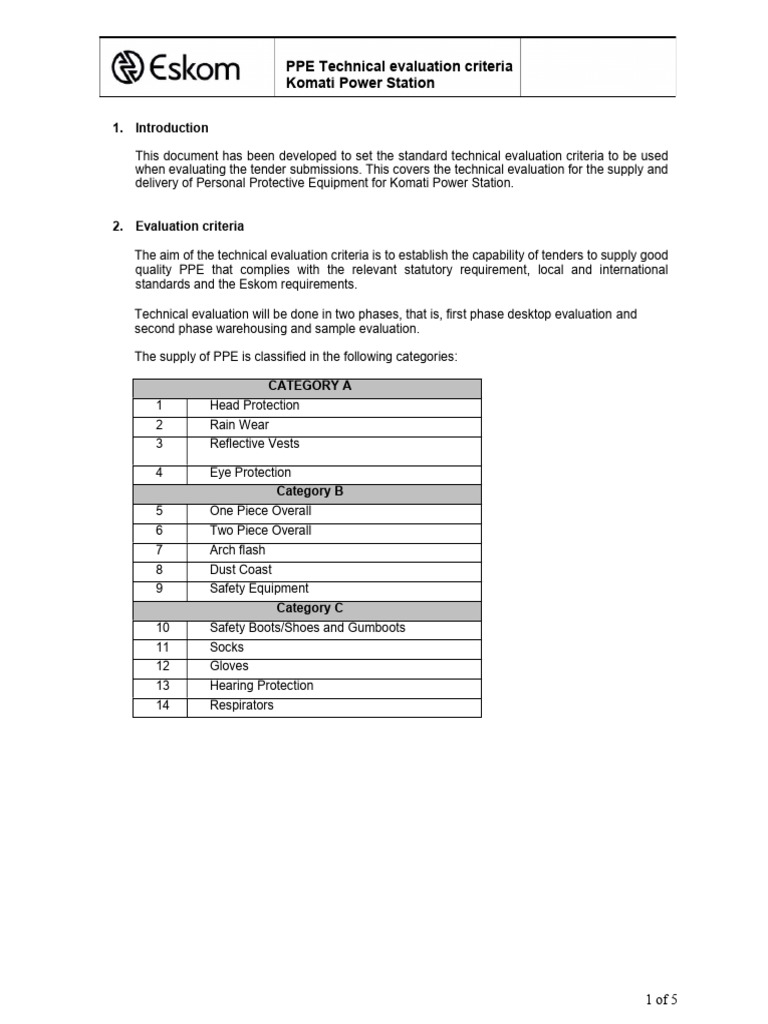 TECHNICAL EVALUATION CRITERIA FOR CONSTRUCTION PROJECTS TEMPLATE ...