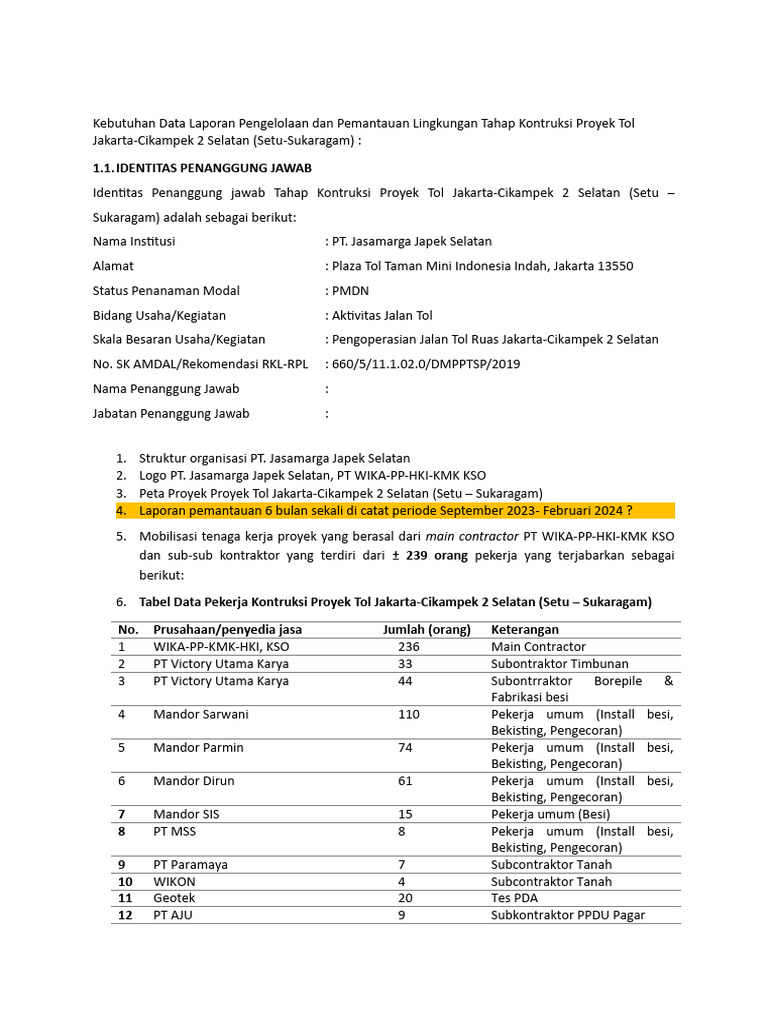Pemantauan Proyek Tol Jakarta-Cikampek | PDF | Teknologi & Rekayasa