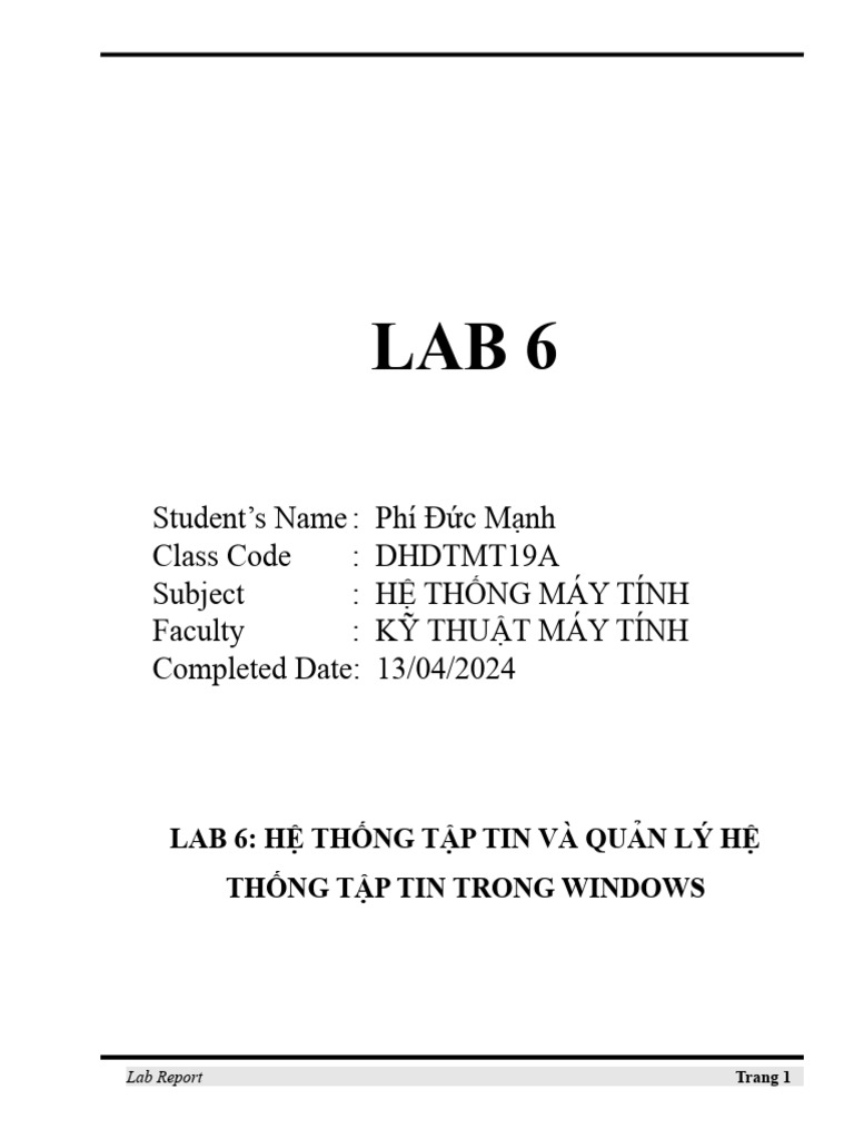 Lab 6 Report - 23656151 - Phí Đ C M NH | PDF