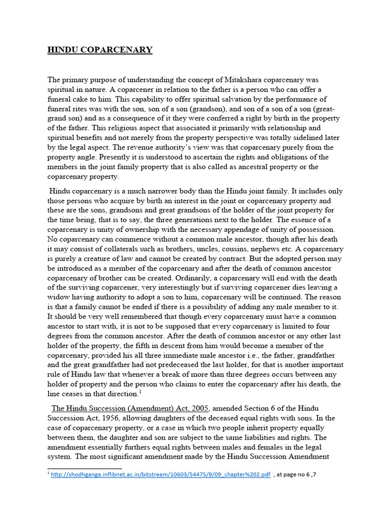 Hindu Coparcenary Family Law | PDF | Concurrent Estate | Property