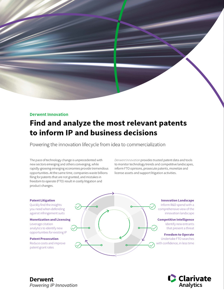 Derwent-Innovation SellSheet 0718 v1.0 | PDF | Patent Infringement | Patent