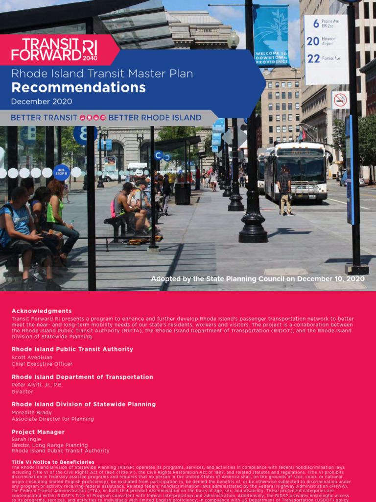 Rhode Island Transit Master Plan 2020 | PDF | Public Transport | Light Rail