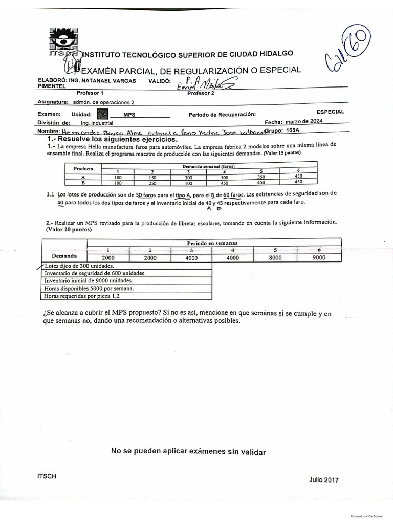 Examen U2 Admi. Operaciones II | PDF