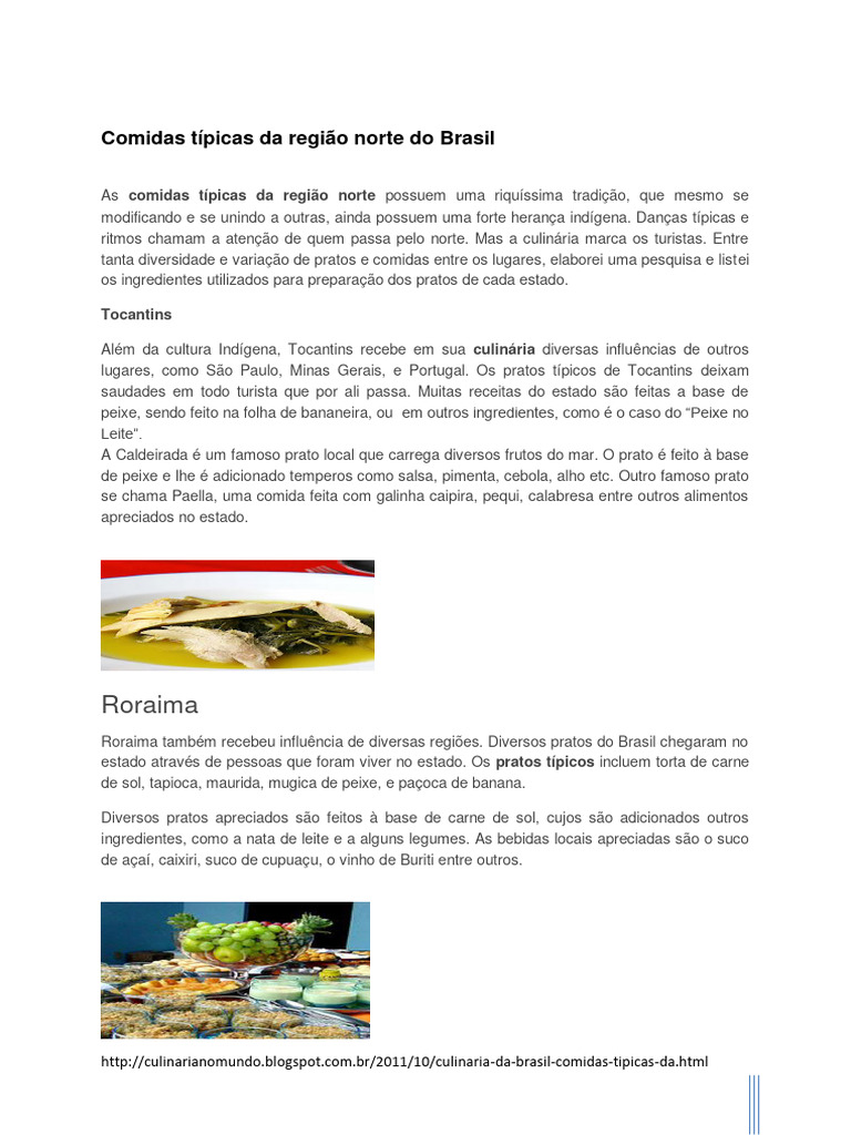Comidas Típicas Da Região Norte Do Brasil | PDF | Fruto do mar | Alimentos