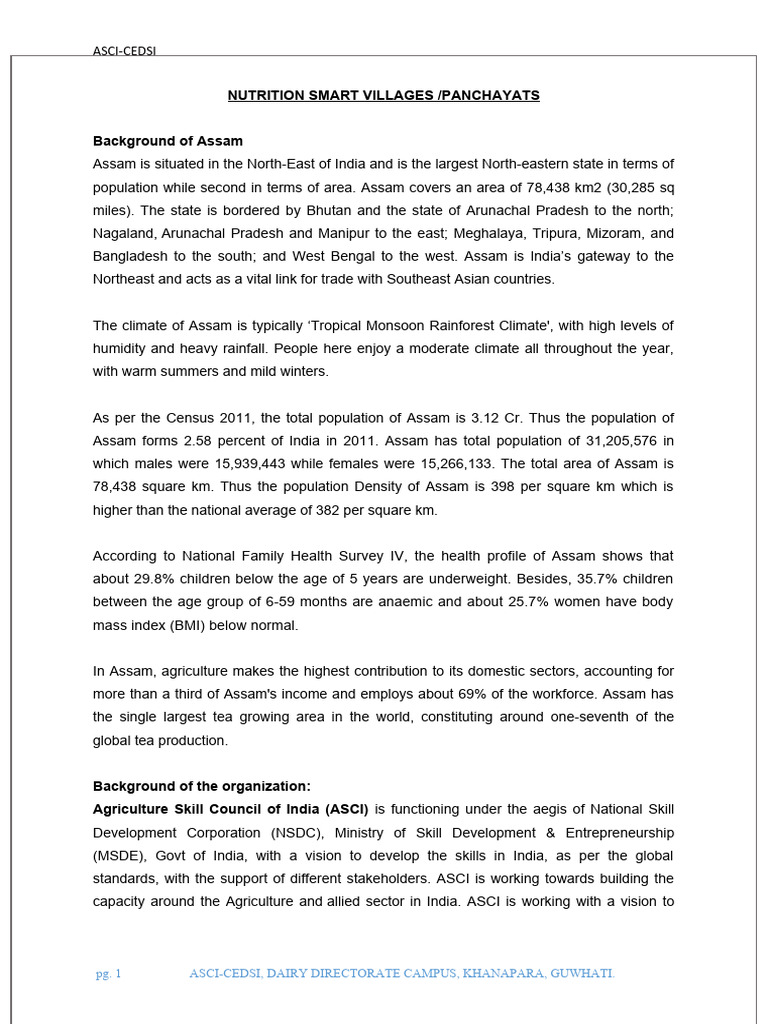 Concept Note On Nutrition Smart Villages | PDF | Malnutrition | Food ...