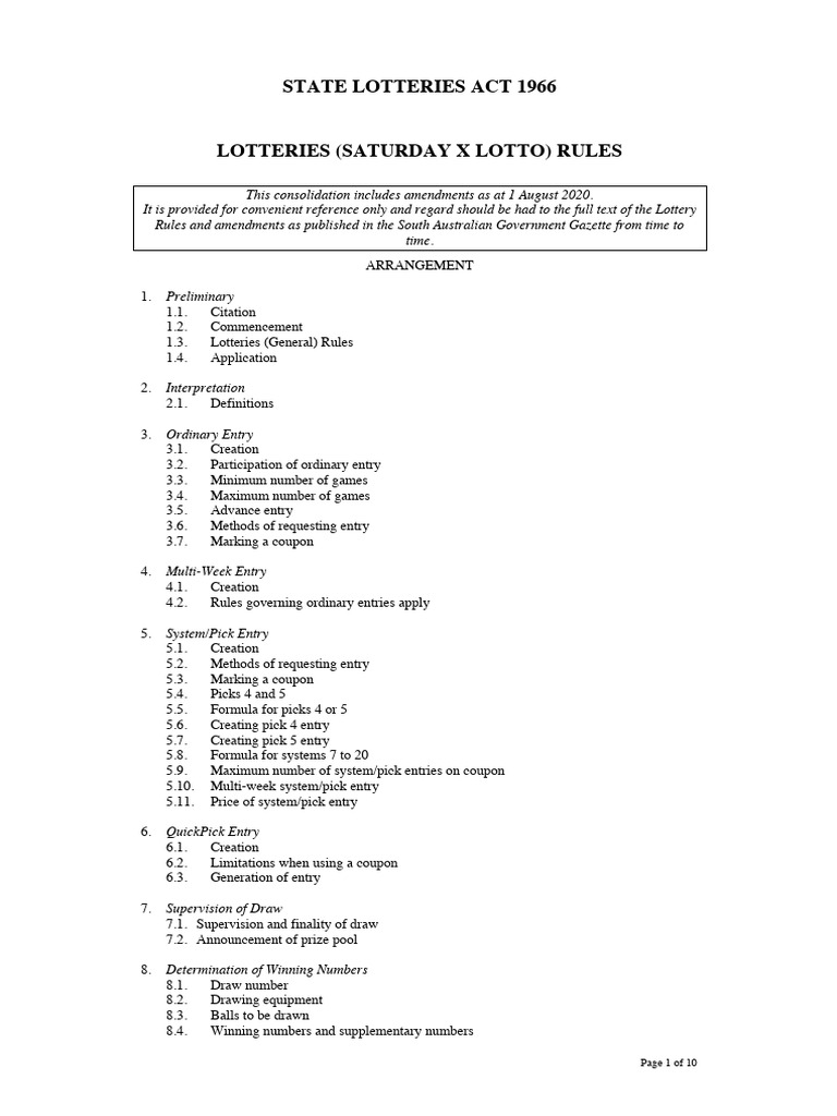 Saturday X Lotto Rules | PDF | Lottery