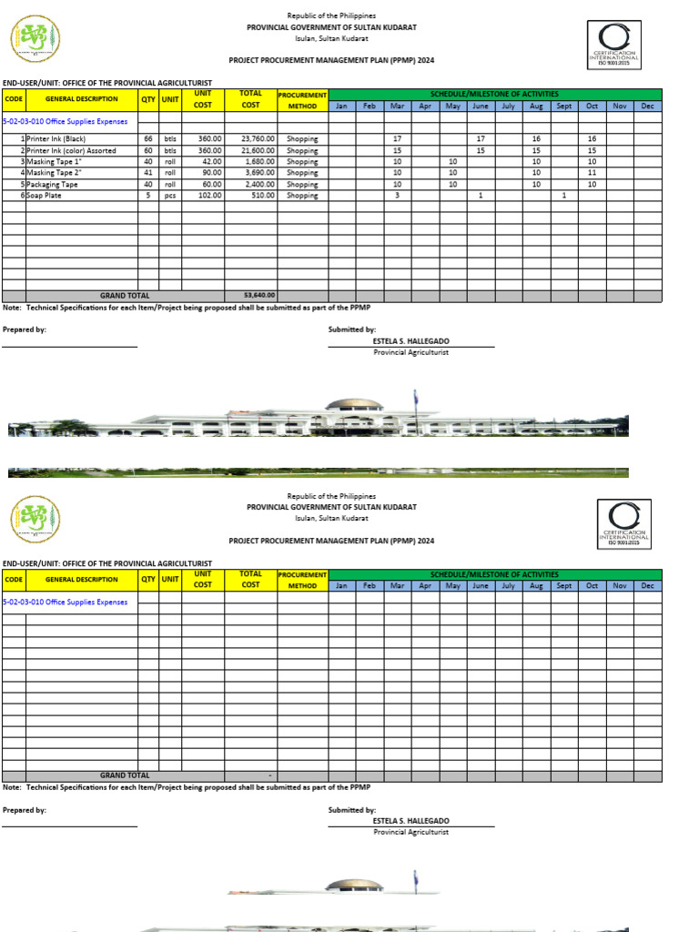 PPMP 2024 Opag | Download Free PDF | Office Equipment | Office Work