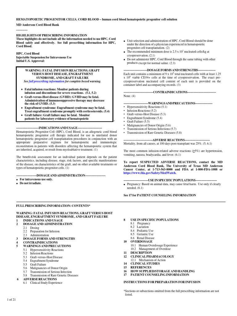 HPC Cord Blood Liều Truyền | PDF | Hematopoietic Stem Cell ...