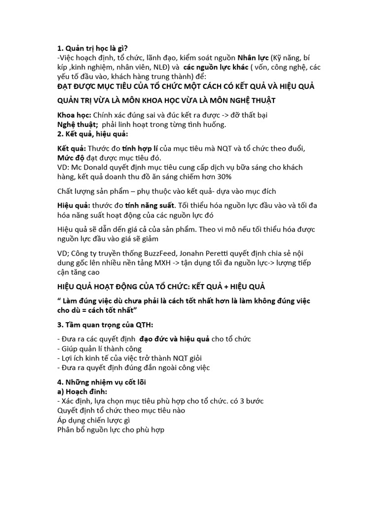 C01 - Quan Tri Hoc | PDF