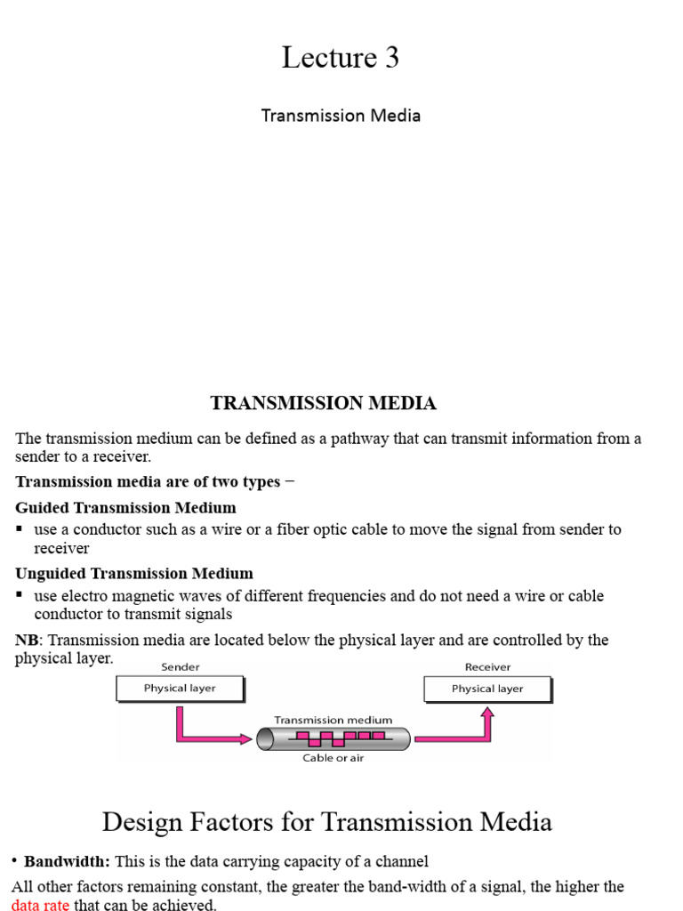 Lecture 3-Transmission Media | PDF | Transmission Medium | Coaxial Cable