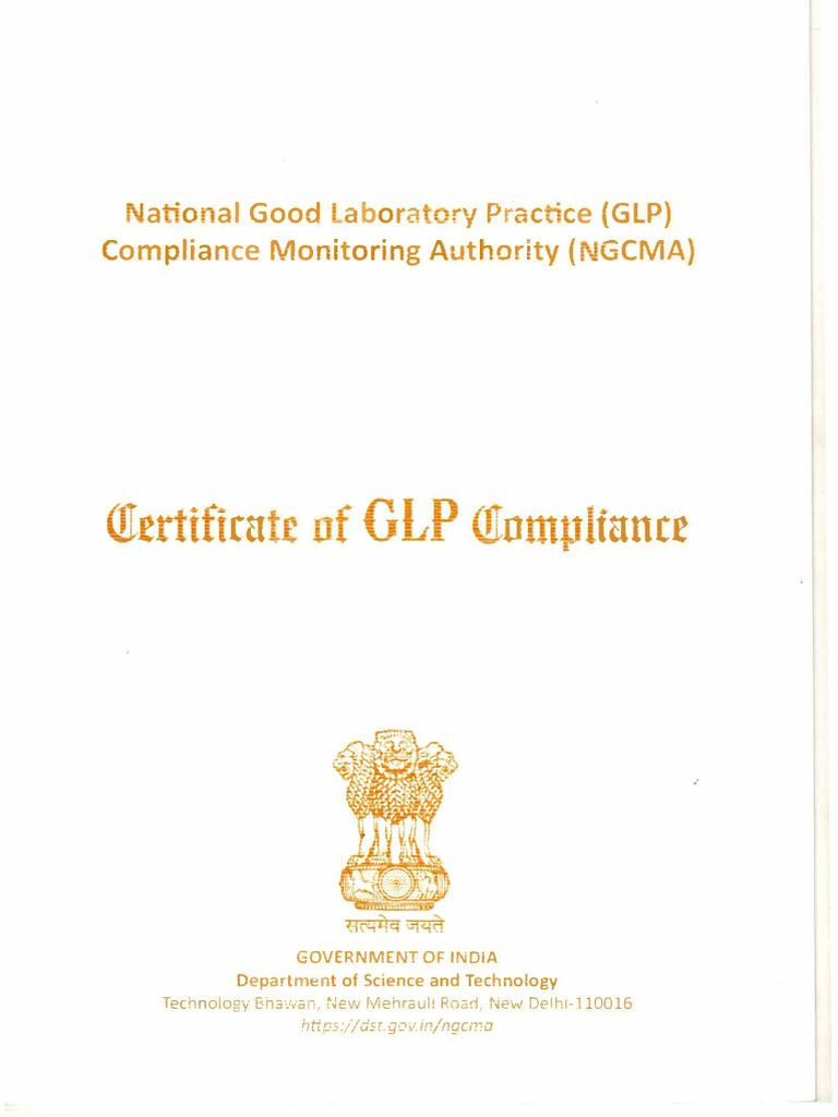 8 Ross Lifescience - GLP-certificate | PDF | Biology