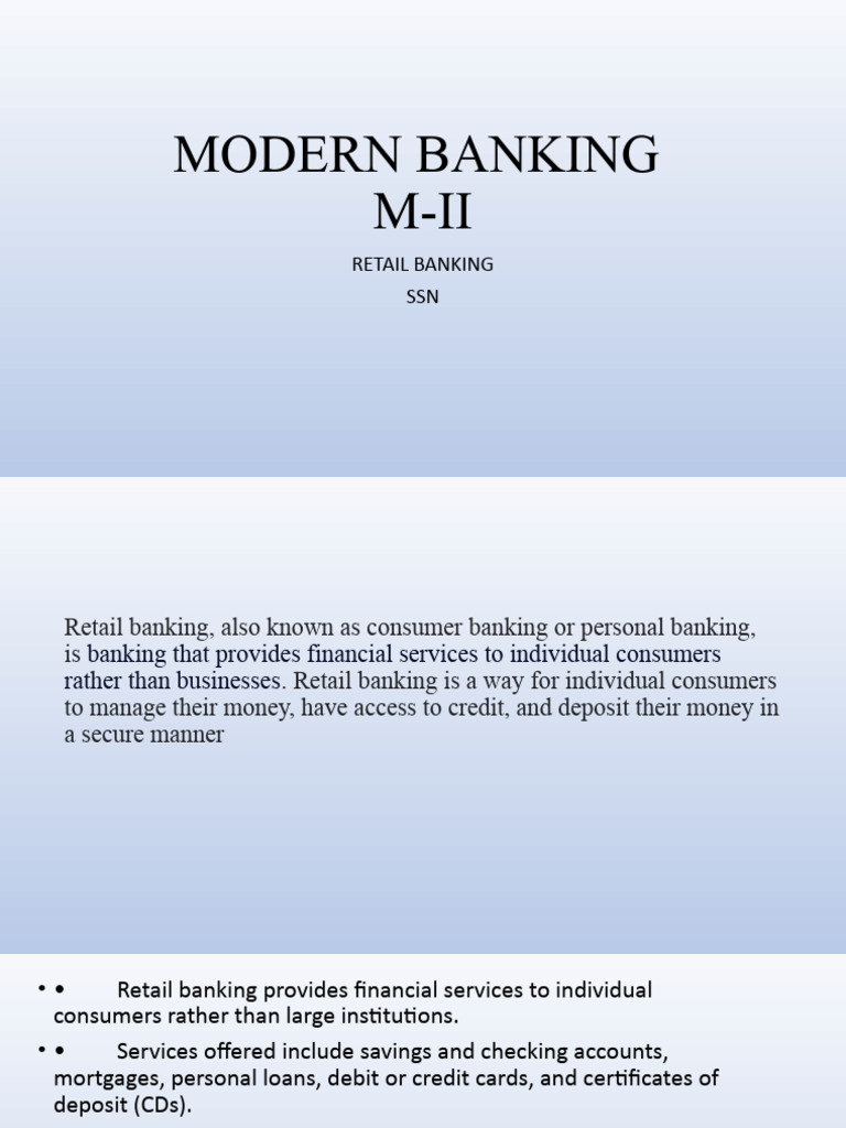 MM-II Retail Banking | PDF | Transaction Account | Loans