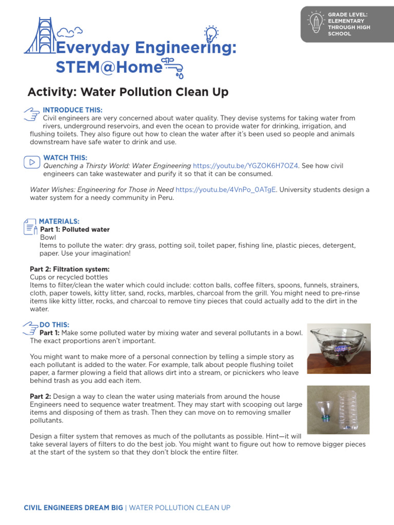 Water Pollution Cleanup Activity Guide | PDF | Water | Filtration