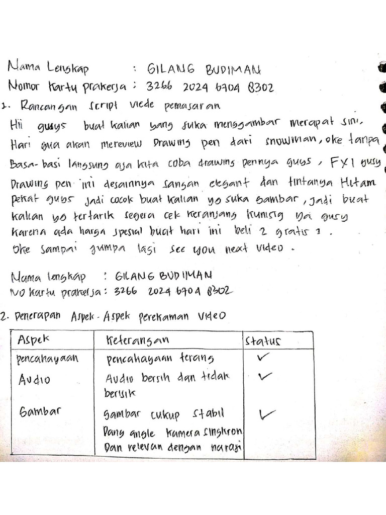 Membuat Video Pemasaran Tiktok - GILANG BUDIMAN - 1 | PDF