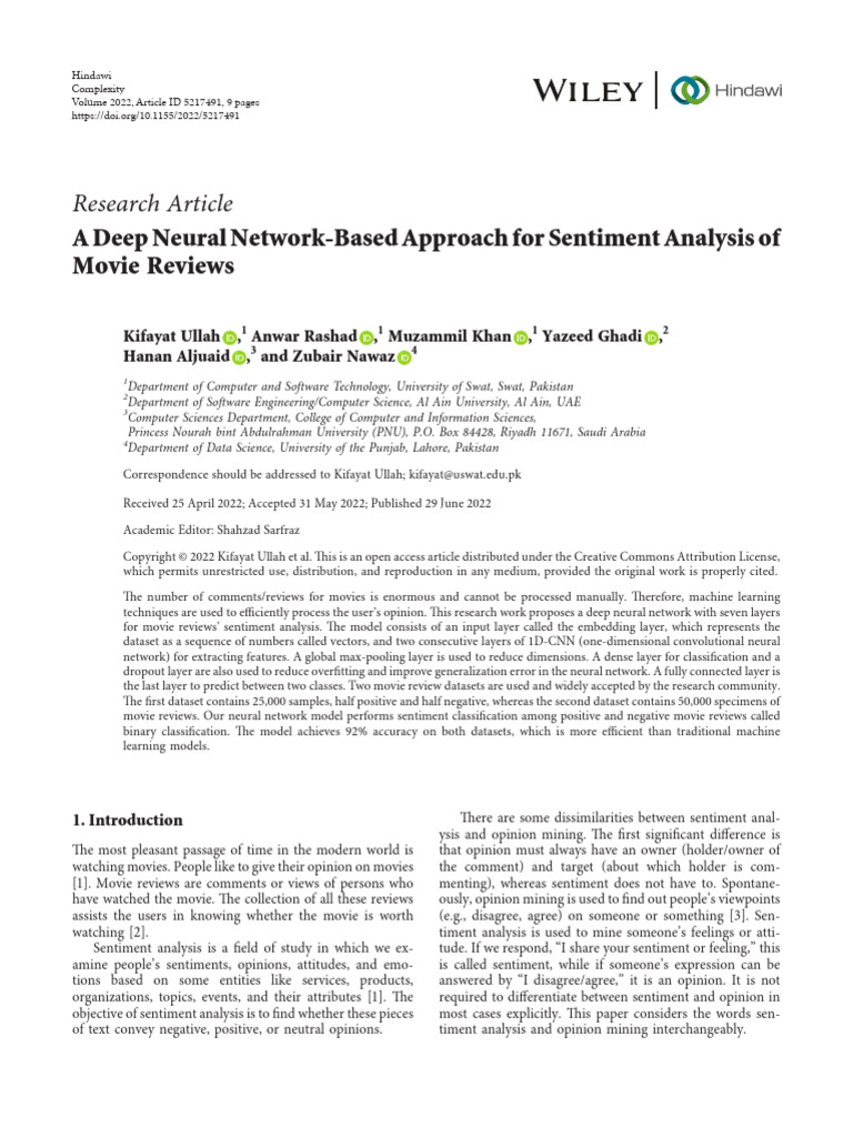 A Deep Neural Network-Based Approach For Sentiment Analysis of Movie ...