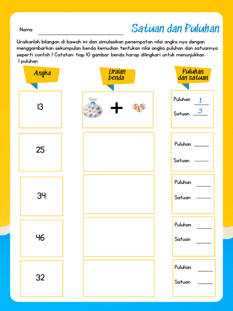 LKPD Nilai Tempat Puluhan Dan Satuan | PDF