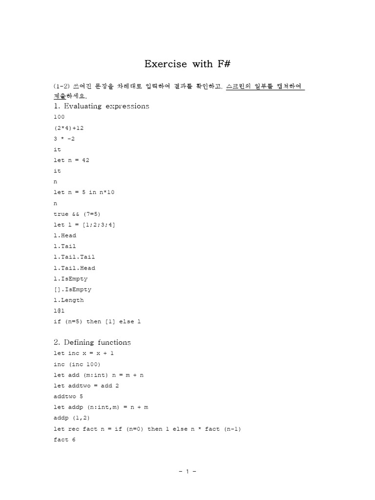 Exercise With F# | PDF